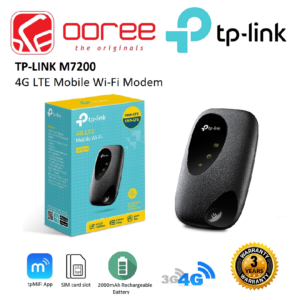 TP-LINK M7200 4G LTE N150 MOBILE WI-FI MODEM ROUTER WITH SIM CARD SLOT ...