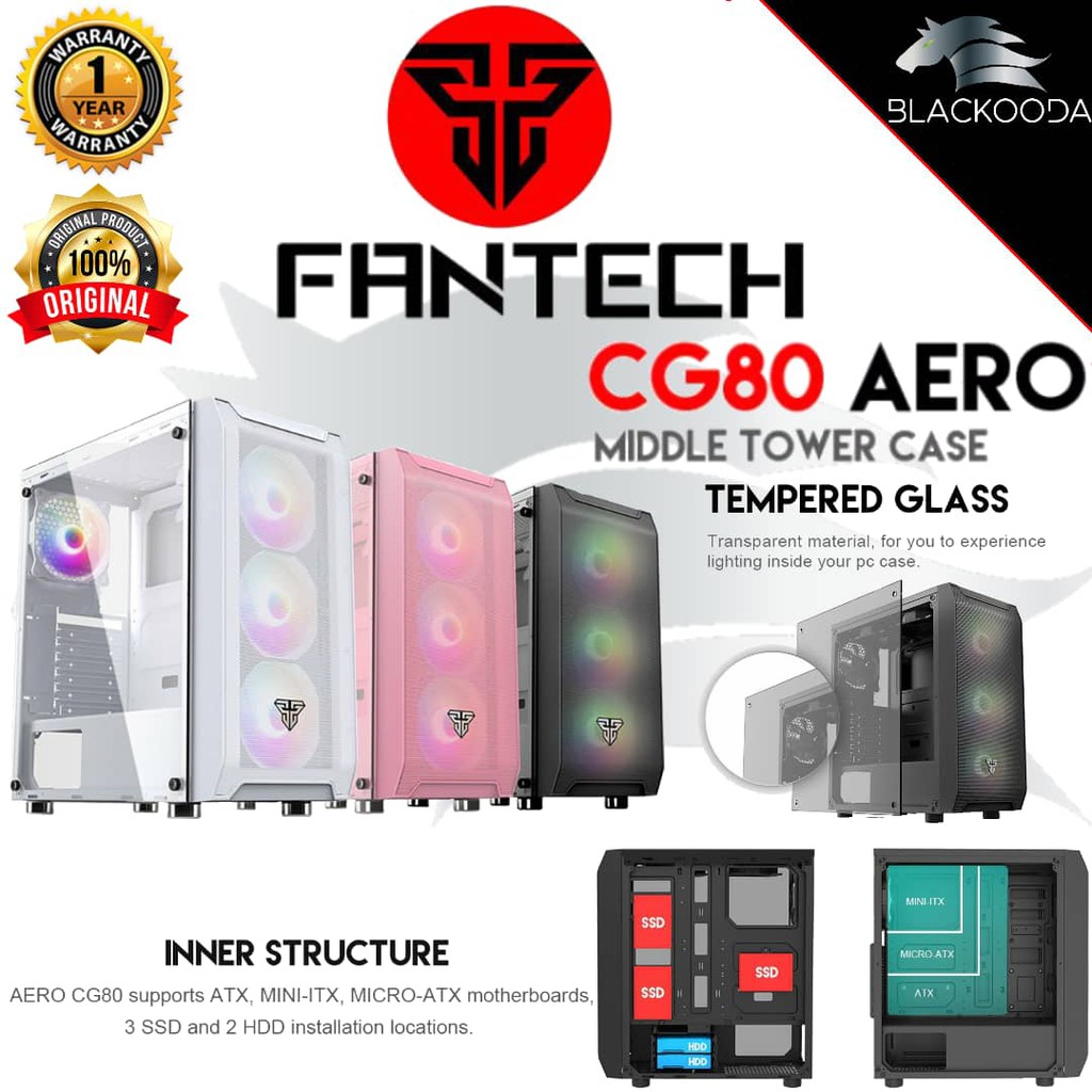 Fantech CG80 Aero Middle Tower PC Case /Casing [FREE WITH 4 RGB FAN ...