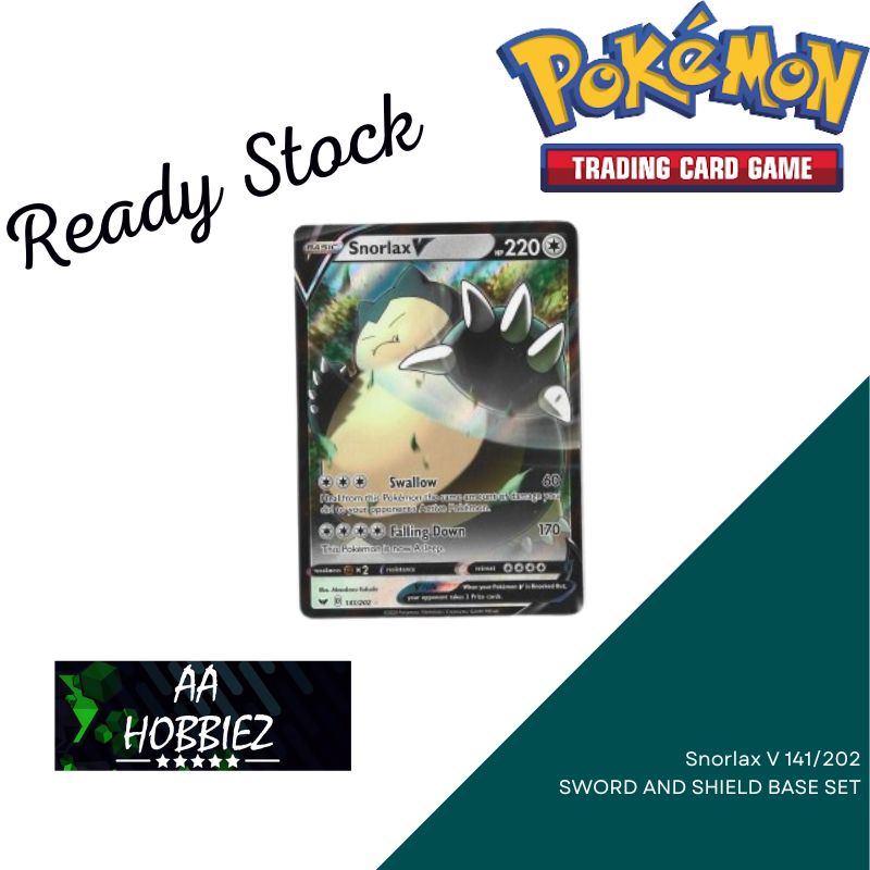 Pokemon TCG Snorlax V 141/202 Sword & Shield Base Set | Shopee Malaysia