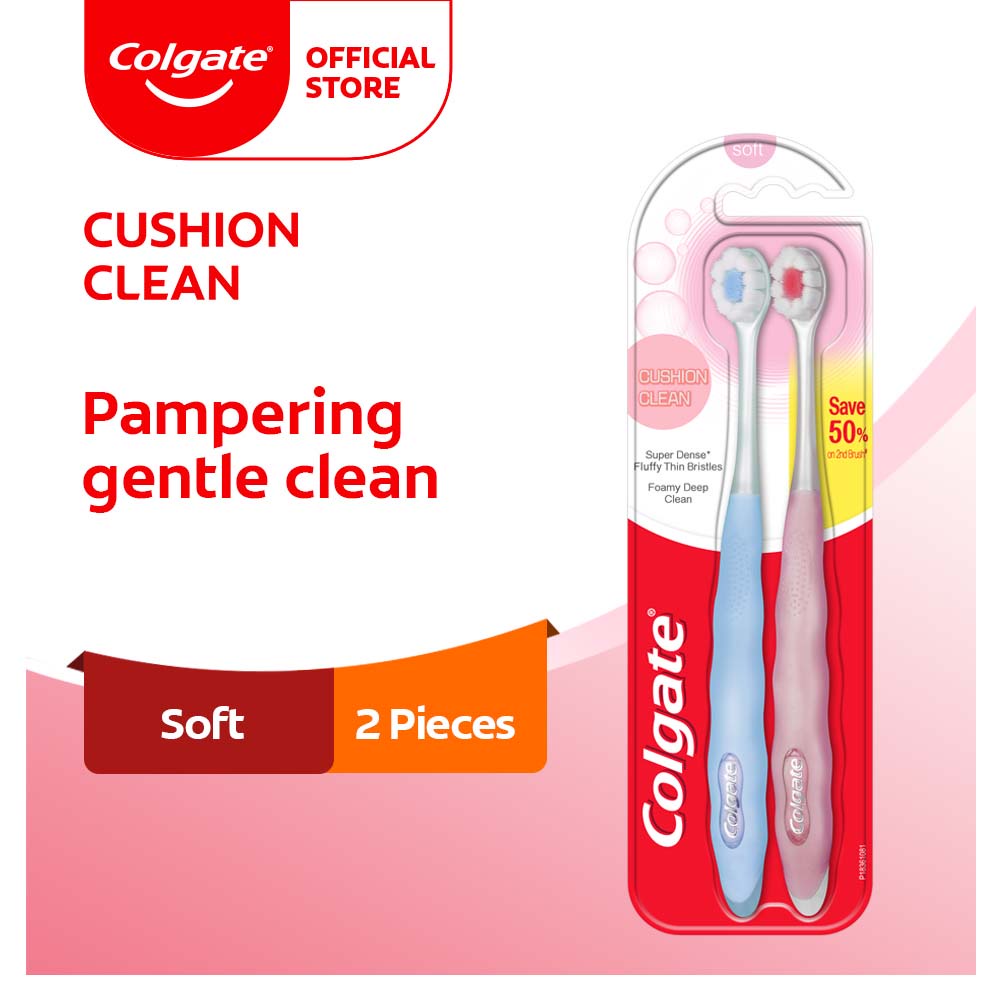 Colgate Cushion Clean Super Dense Fluffy Thin Toothbrush Valuepack 2s ...
