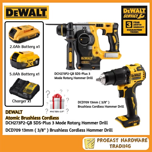 DEWALT AtomicBrushlessCordless - DCD709D2-BI 13mm Impact Drill ...
