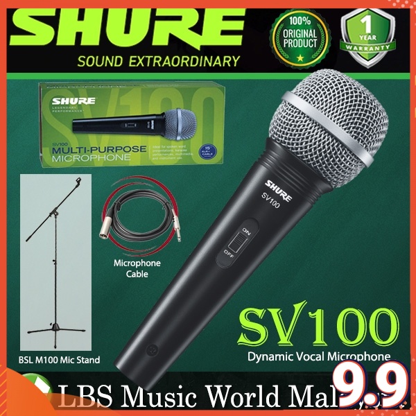 Shure SV100 Dynamic Cardioid Handheld Multi-Purpose Microphone with ...