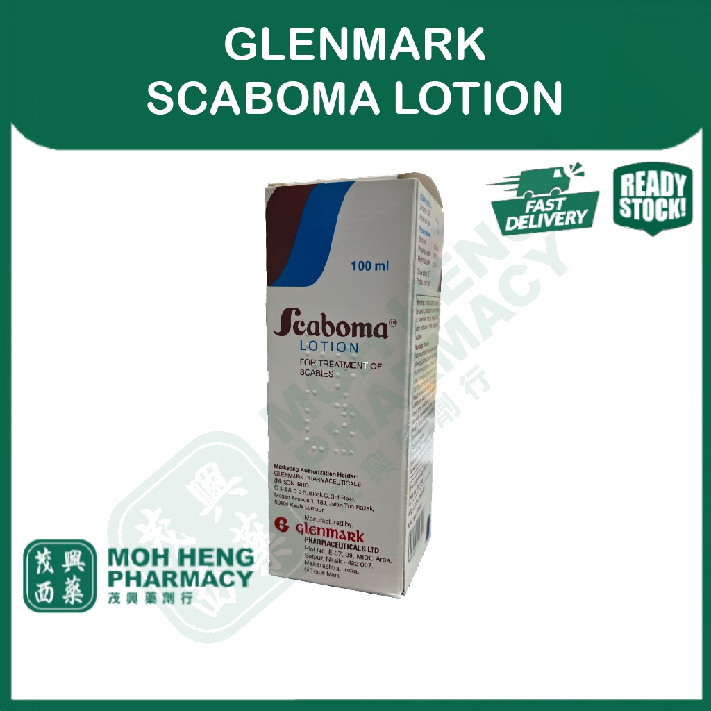 GLENMARK SCABOMA LOTION (100ml) For Treatment of Scabies (Exp 12/2025 ...