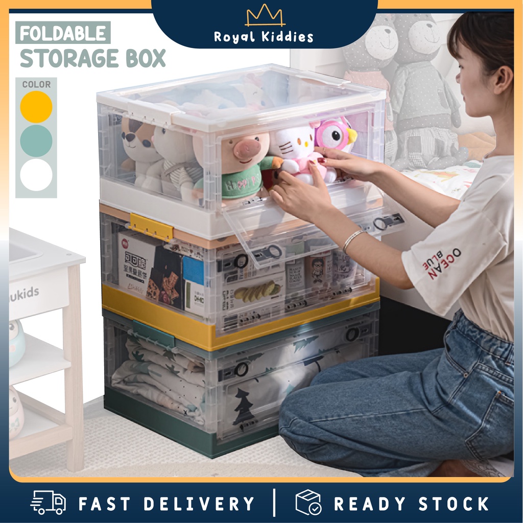 Folding Plastic Stackable Organizer with Handle Transparent Toys ...