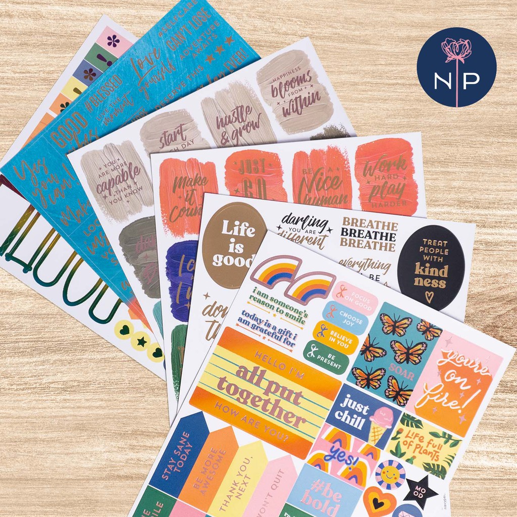 Navy Peony Motivational Quote Stickers for Vision Board (270 Stickers ...