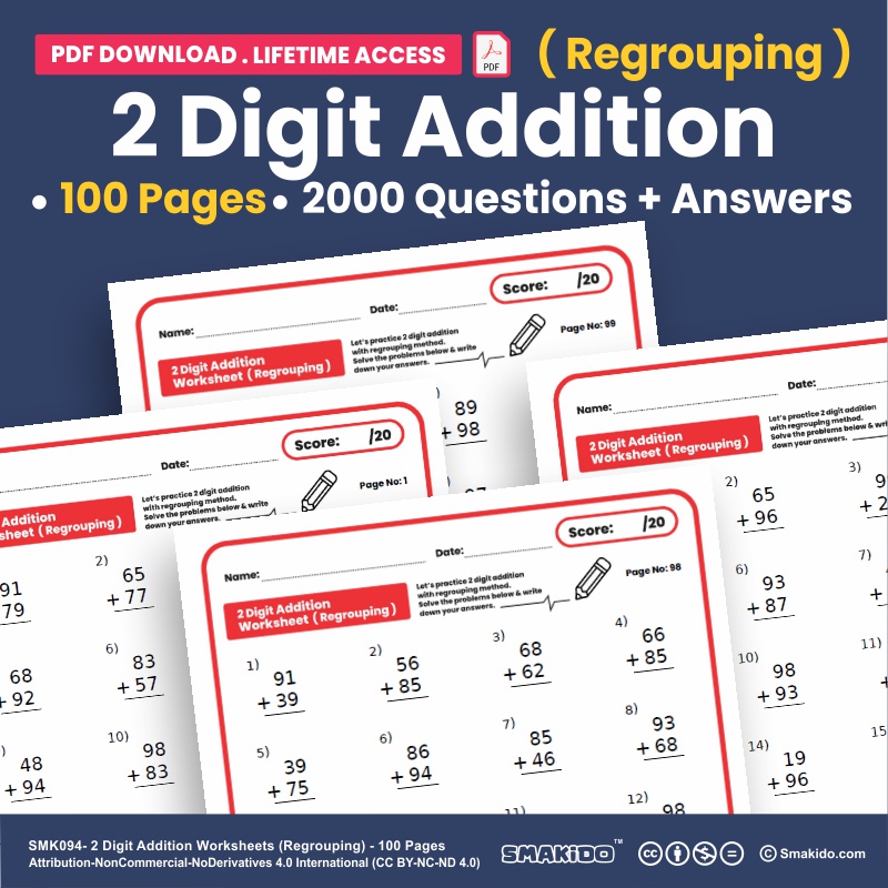 Regrouping 2 Digit Addition Worksheets | Printable Math Worksheets ...