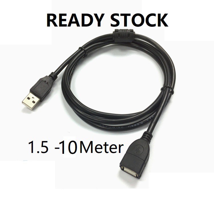 (READY STOCK) 1.5M/3M/5M/10M High Speed USB Extension Cable AM to AF ...