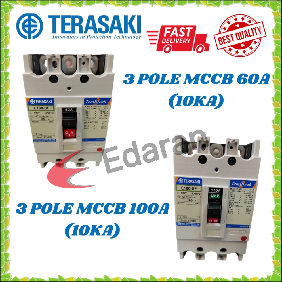 TERASAKI E100-SF 3POLE MCCB - 100A AND 60A | Shopee Malaysia