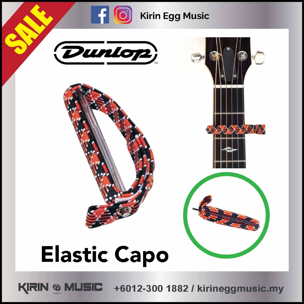 Dunlop 70F Elastic Capo, Tie Up Capo, for Guitar, Adjustable, USA Made ...