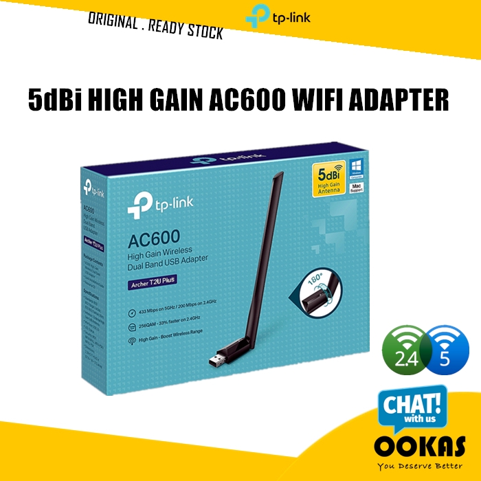 TP-Link T2U Plus High Gain 5dBi Antenna AC600 Dual Band Wireless Wifi ...