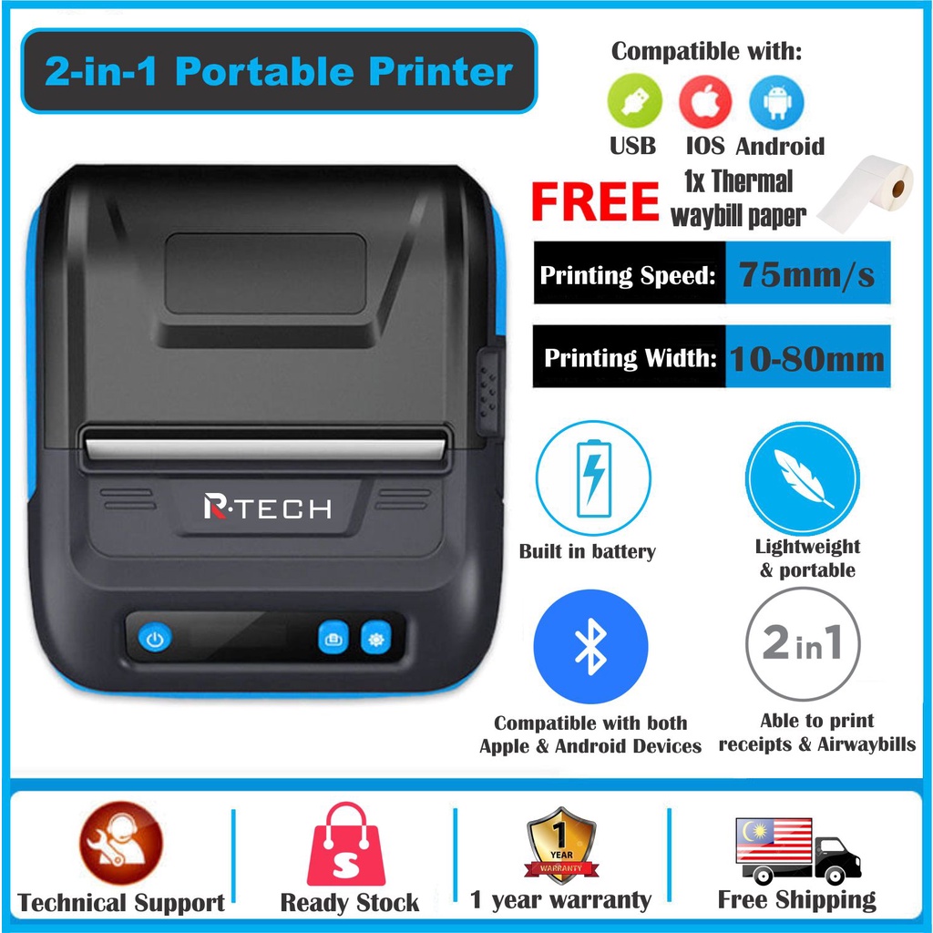 [Stock in M'sia] Shopee & Lazada Air Waybill Wireless Thermal Printer ...