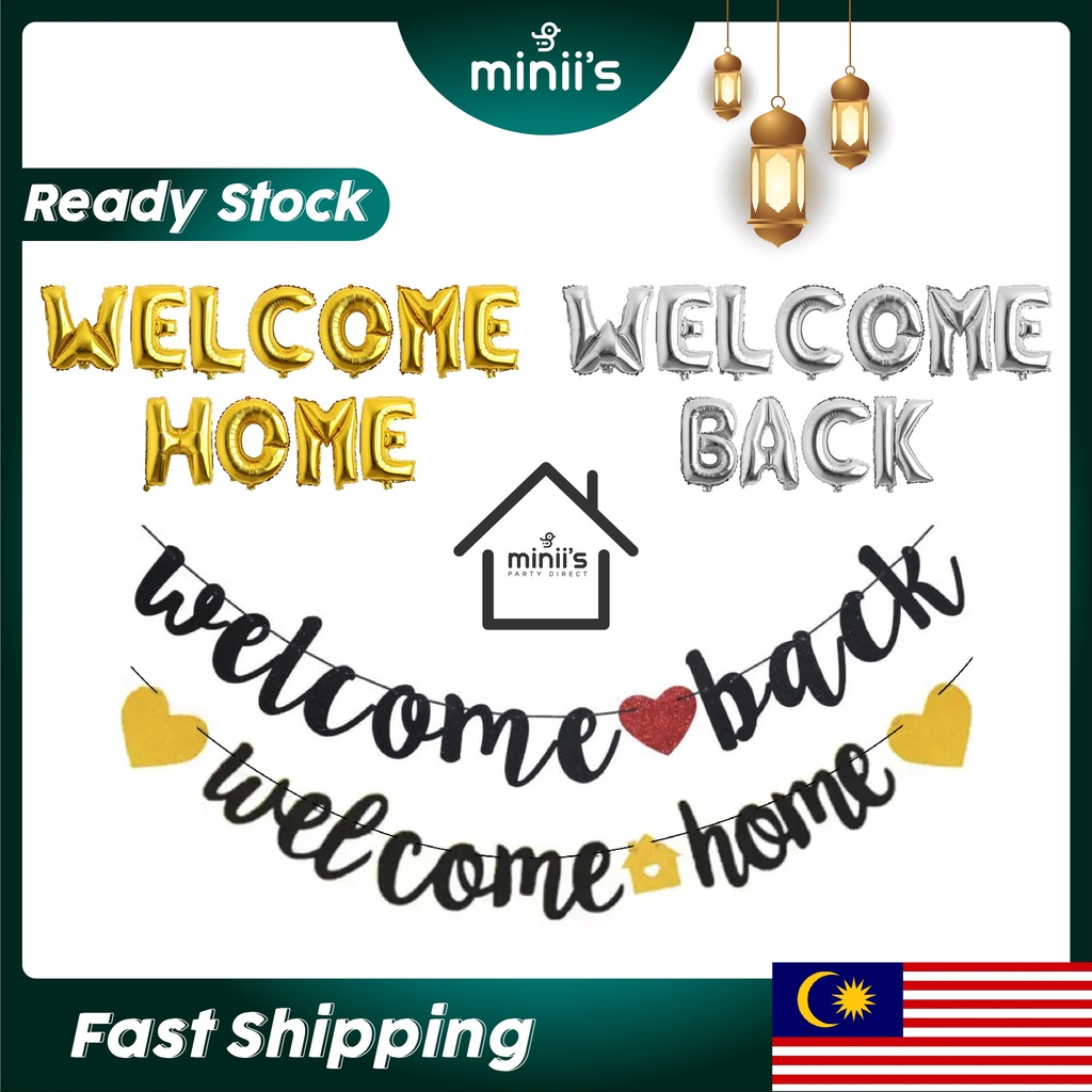 Miniis Glitter Welcome Back Banner Flag Decoration Bunting Sweet Home ...
