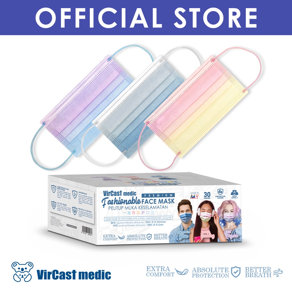 Vircast Medic Fasionable Premium 4 Ply Face Mask (30pcs/box) | Shopee ...