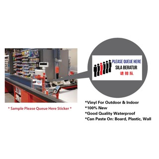 Please Queue Here Sticker Sila Beratur Sticker 请排队贴纸 Sign Sticker ...