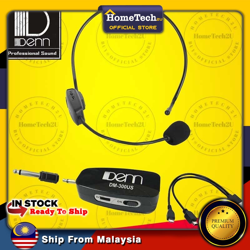 Denn DM-300US Mono Channel UHF Wireless Microphone Head Mic ...