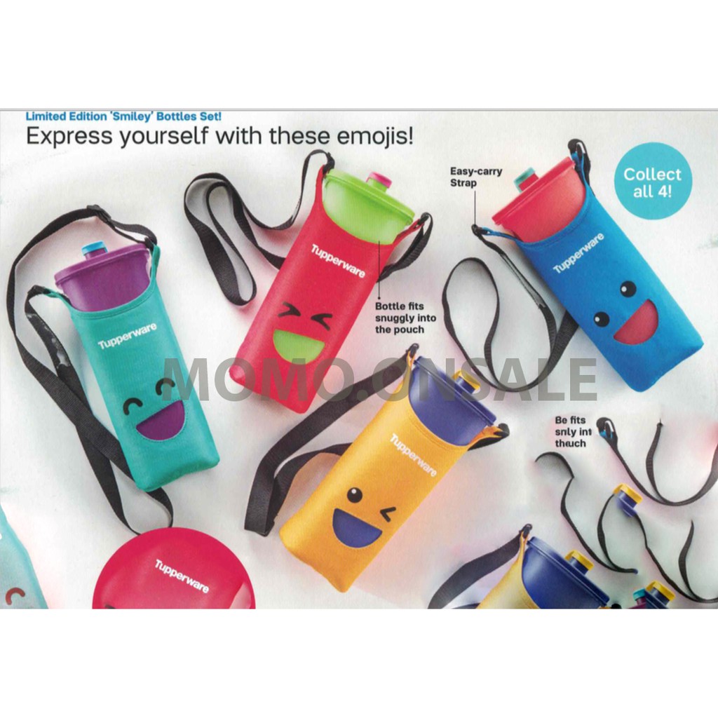 Tupperware Water Bottle Tumbler with optional Emoji Smiley Bag Pouch ...