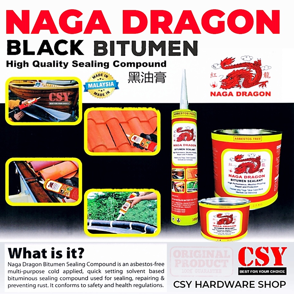 440gm NAGA DRAGON Black Bitumen Compound / Gam Atap Zink Penampal Bocor ...