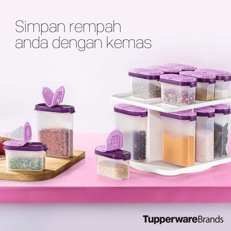 Bekas Rempah Tupperware 16 biji dengan Rak berpusing/ Modular Spice Set ...