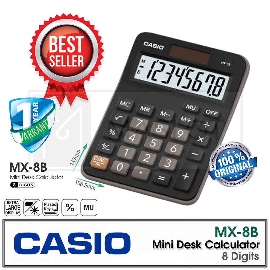 CASIO MX-8B Calculator 8Digit - 1Year Warranty (100% Original - Ready ...