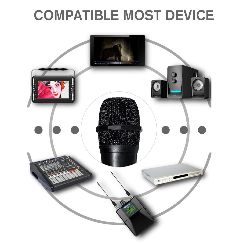 V10 Professional UHF Dual Wireless Microphone System Kits 2 Channel ...