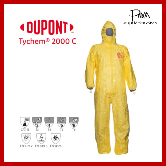 DuPont Tychem C / 2000/ 2000C Coverall with Hood READY STOCK (Size M, L, XL) | Shopee Malaysia