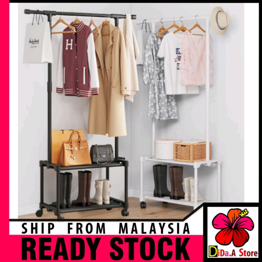 Rak Pakaian Kain Pelbagai Fungsi / Jemuran Kain Bilik Tidur Rak Pakaian ...