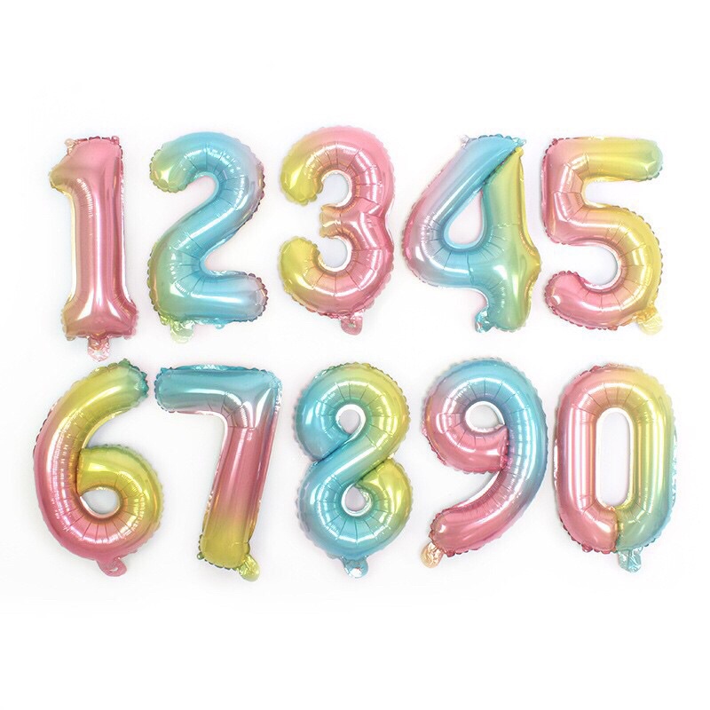 READY STOCK - 16INCH Gradient Rainbow Number Balloon 16 inch balloon ...