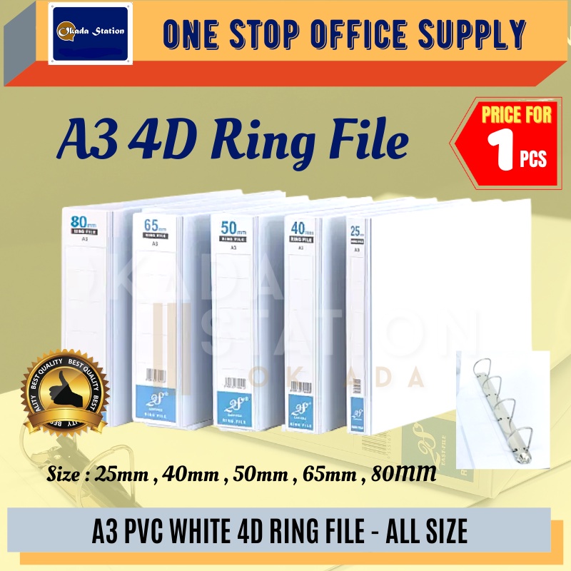 OKADA 4D PVC Ring File (A3) / White File / Fail Putih / 4D File / A3 ...