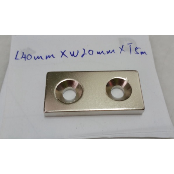 SUPER STRONG Neodynium Magnet Size L40xW20xT5MM -2hole N30 (ready stock ...