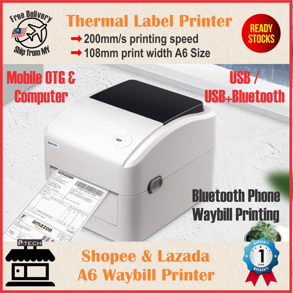 IOS & Android Waybill Shopee & Lazada A6 Thermal Printer Airway Bill ...