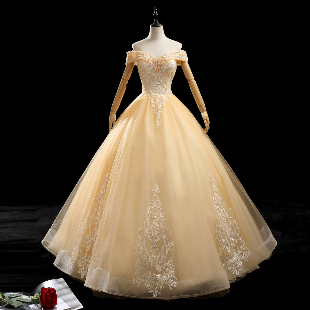 Pre order cream off shoulder wedding prom evening dress gown RB2237 ...