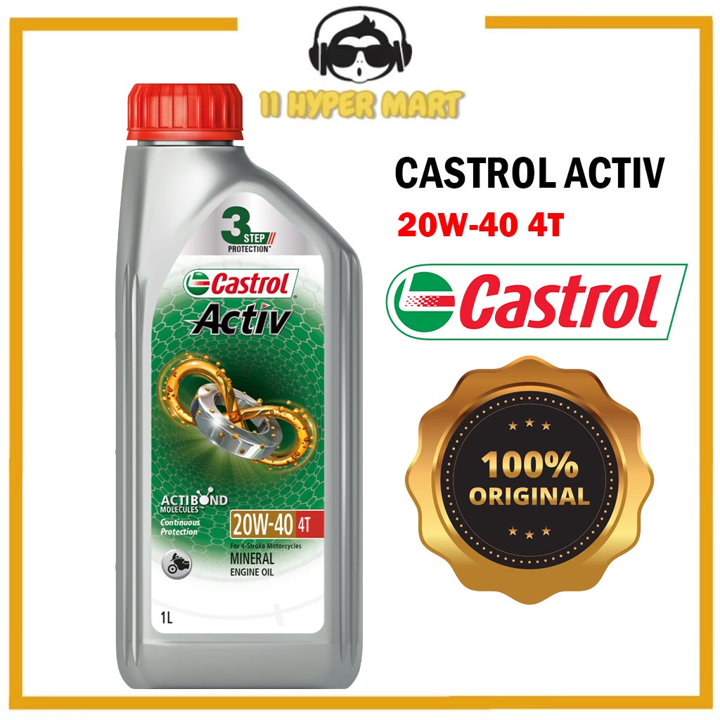 CASTROL ACTIV 20W40 ACTIVE 4T ENGINE OIL (100% ORIGINAL MALAYSIA) (FREE ...
