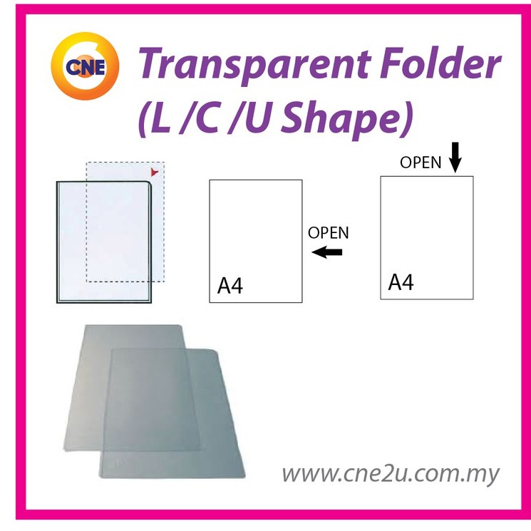 Transparent Folder A4 L / C / U Shape ( 1466A, 9101A, 9102A ) / Clear ...