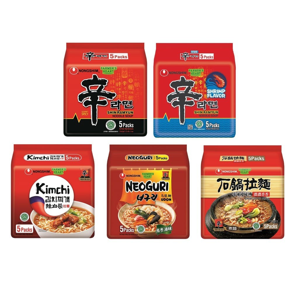 Nongshim Shin Ramyun - 5 packs x 120g [Halal] - Assorted Flavour ...