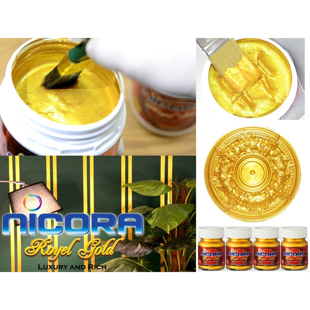💥NICORA ROYAL GOLD PAINT💥 (30gm) Water Based Royel Metallic Acrylic ...