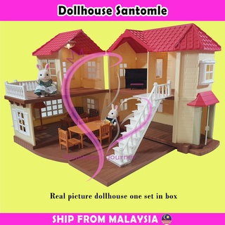 Dollhouse Santomle Family DIY PlayHouse With Lighting Doll house Kids ...