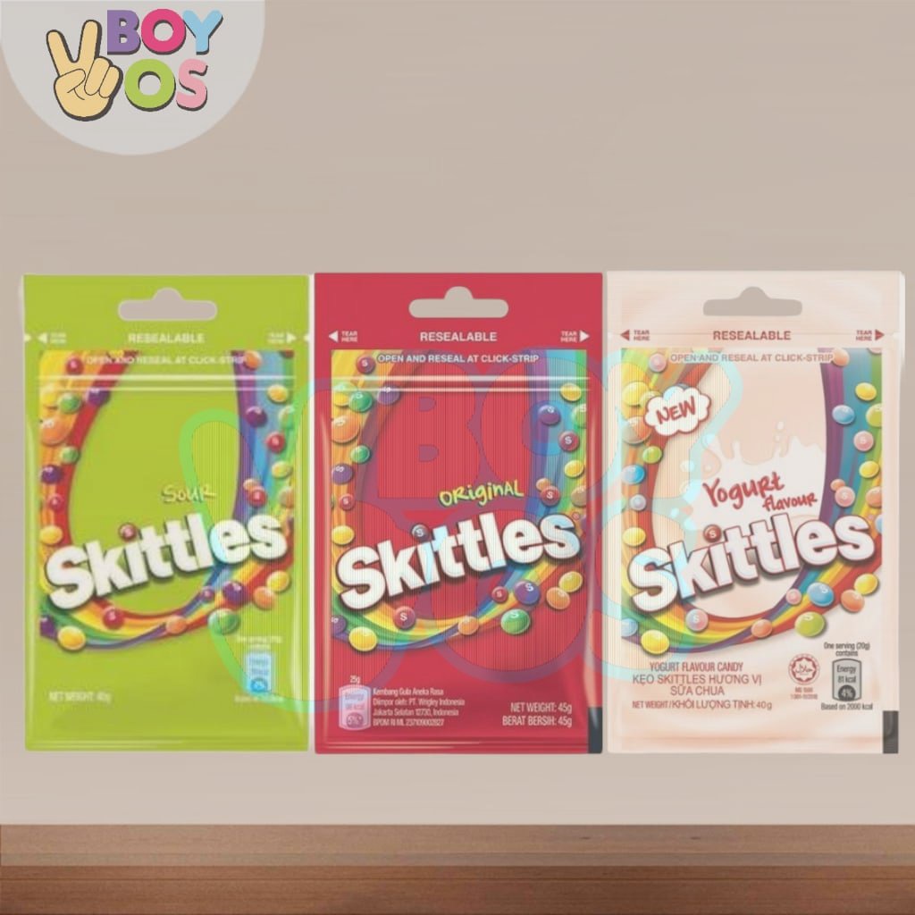 Skittles Fruit Flavour Candies Ori 45g/Sour 40g/Yogurt 40g | Shopee ...