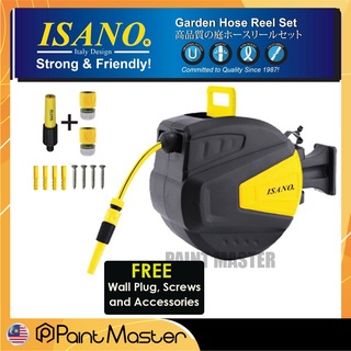 ISANO 20M Wall Mounted Automatic Reel Retractable Water Hose Reel Auto ...
