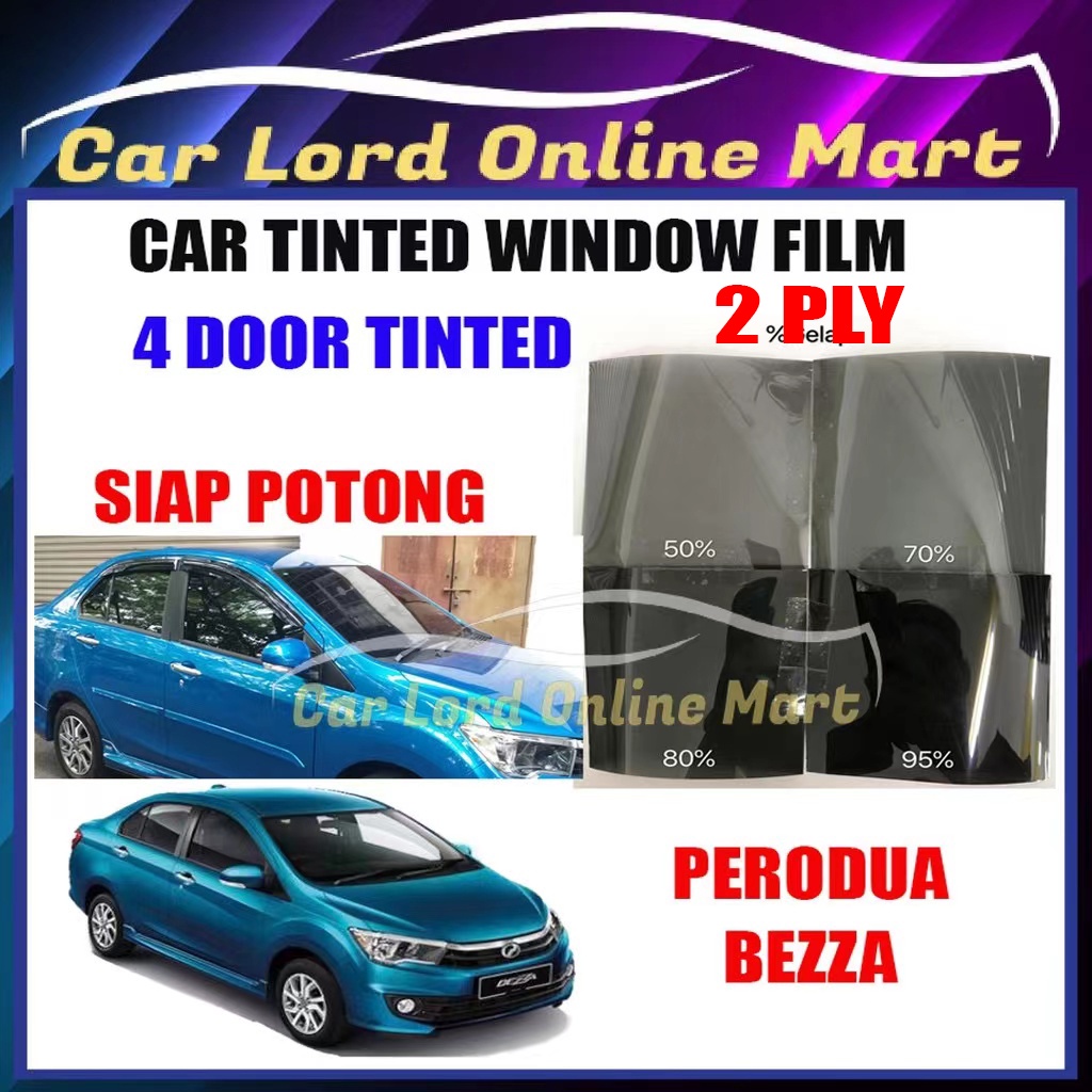 Perodua Bezza 4 Door Tinted 2PLY UV 99% Hitam(Gelap 30% 50% 65% 80% 95% ...