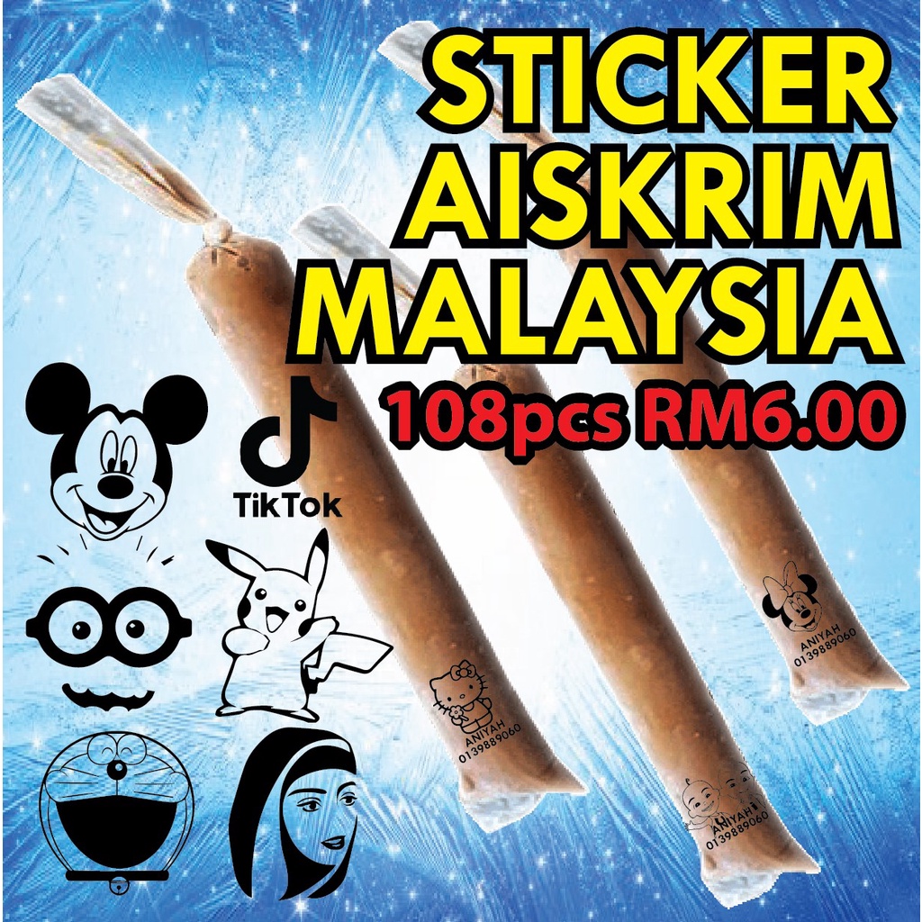 108pcs STICKER AISKRIM MALAYSIA KARTUN 2023 | Shopee Malaysia