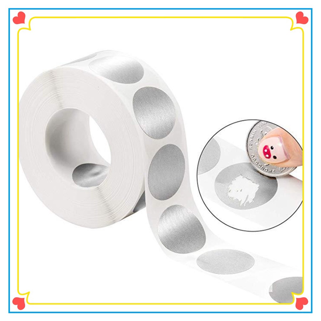 300Pcs Per Wad Silver Scratch Off Stickers Round Shape Labels Sticker ...
