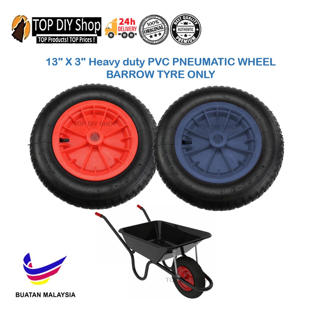 13" X 3" Heavy duty PVC PNEUMATIC WHEEL BARROW TYRE ONLY / Tayar kereta ...