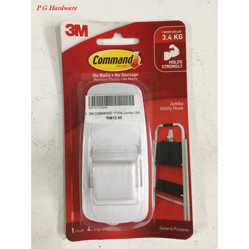 3M Command 17004 Jumbo Utility Hook ( 3.4kg ) | Shopee Malaysia