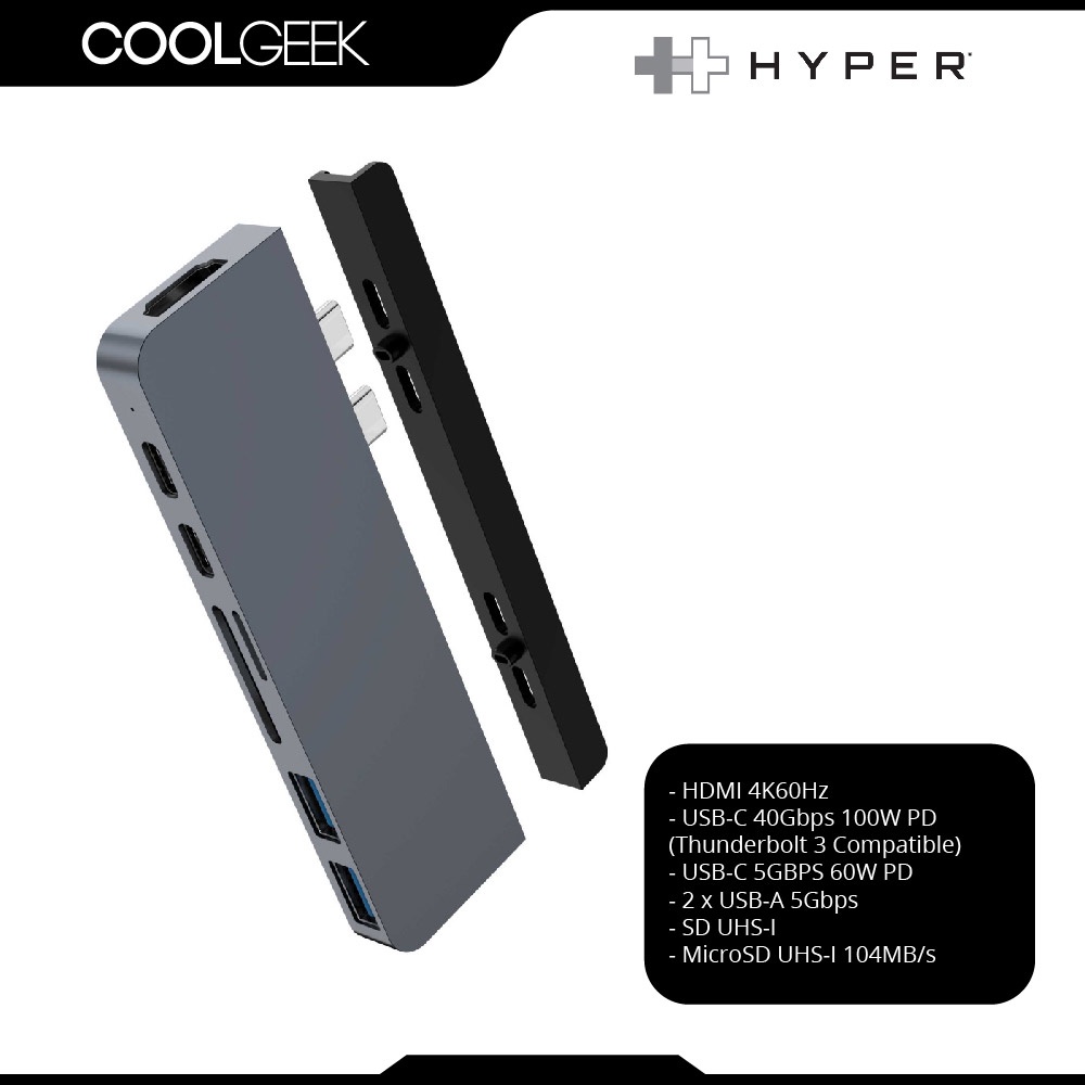 HYPERDRIVE DUO 7-In-2 USB-C Hub (Gray / Silver) HD28C | Shopee Malaysia