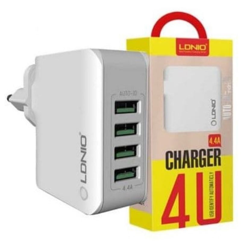 ORIGINAL LDNIO CHARGER 4 USB PORT 4.4A AUTO ID FAST CHARGING LDNIO ...