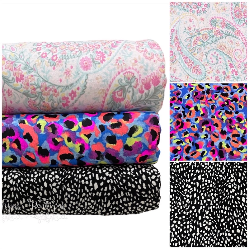 Kain knit jersey interlock fabric leopard colourful abstract black ...