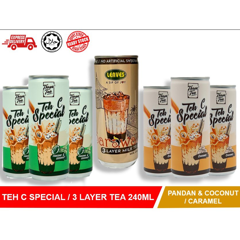 [READY STOCK] Leaves 3 Layer Milk Tea / Three Tea Teh C Special Pandan ...