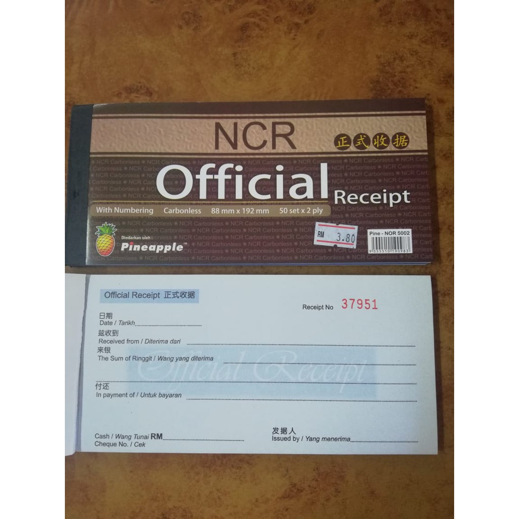 Pineapple Official Receipt/Cash Payment Book/Receipt Book/Buku Tunai ...
