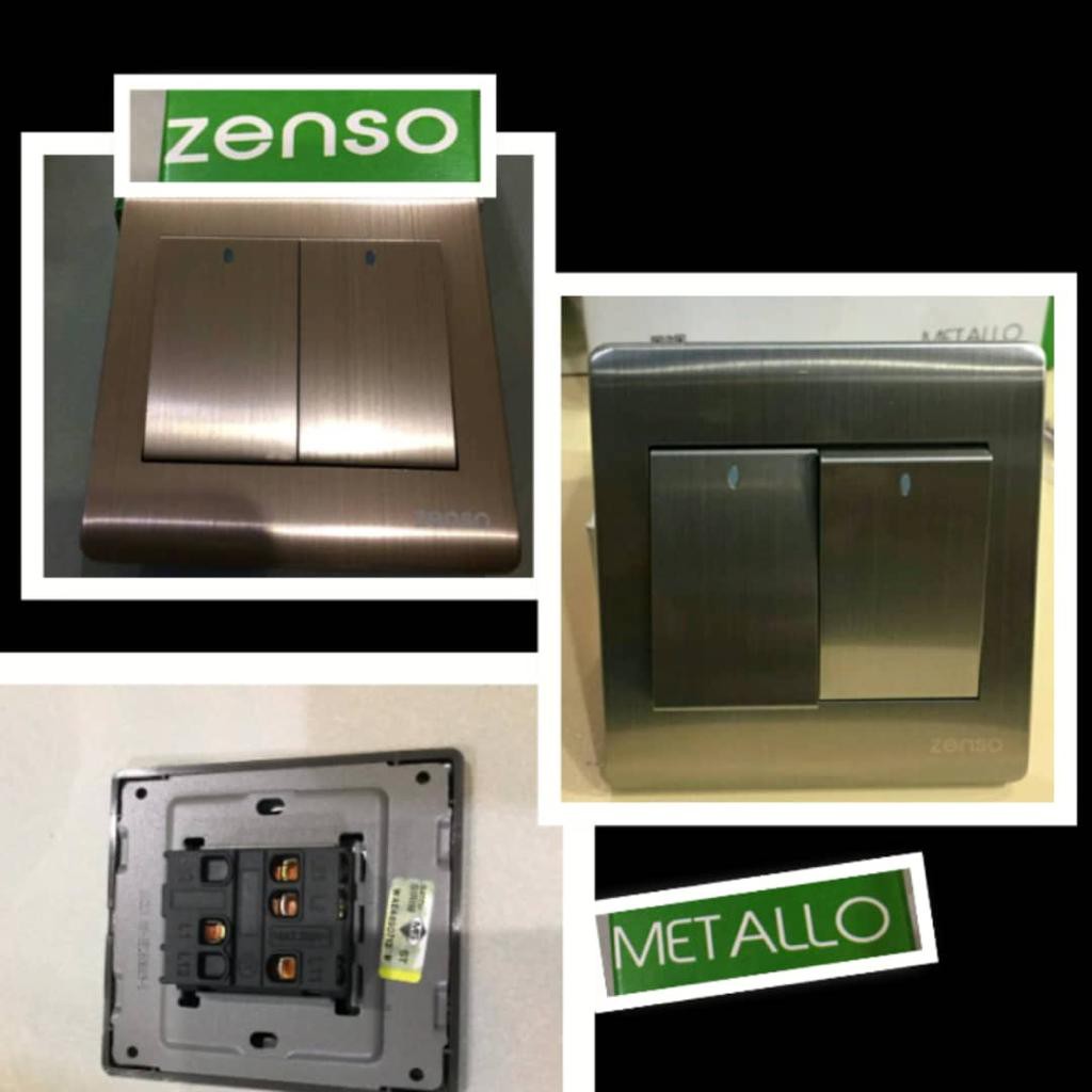 ZENSO -METALLO SERIES 2GANG 1WAY SWITCH SILVER/GOLD | Shopee Malaysia