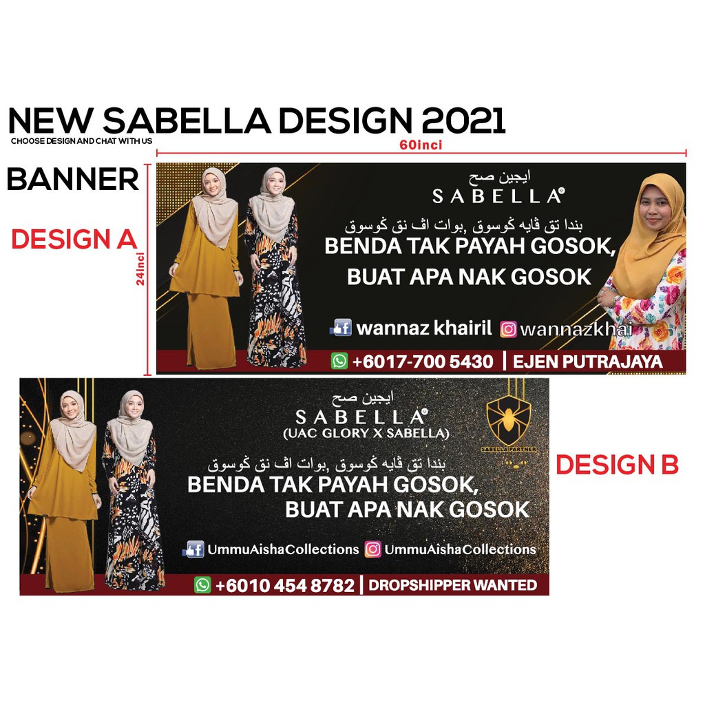 *NEW DESIGN 2021* BANNER/ BANTING SABELLA sesuai untuk indoor ataupun outdoor | Shopee Malaysia
